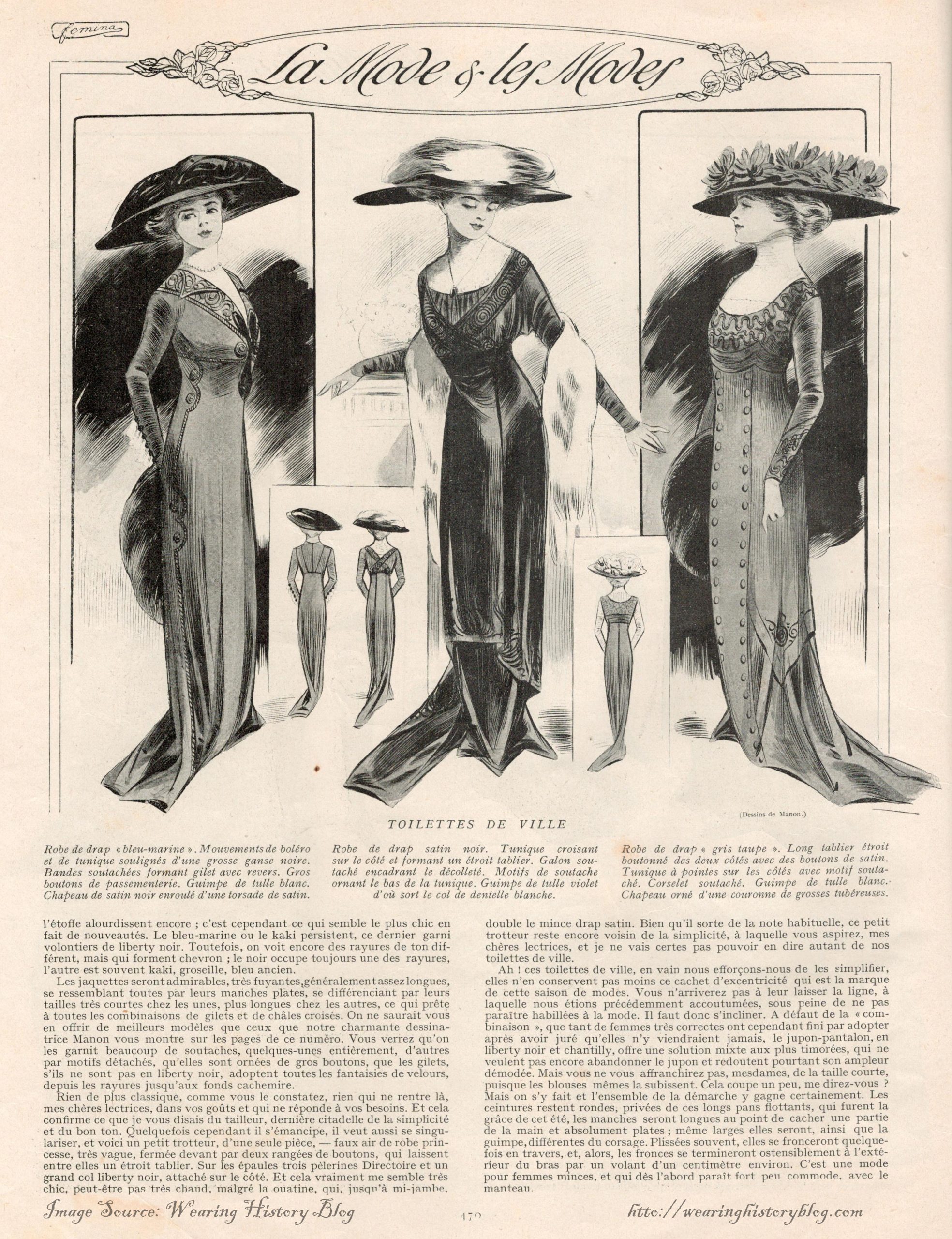 French Fashions from October, 1908 – Wearing History® Blog