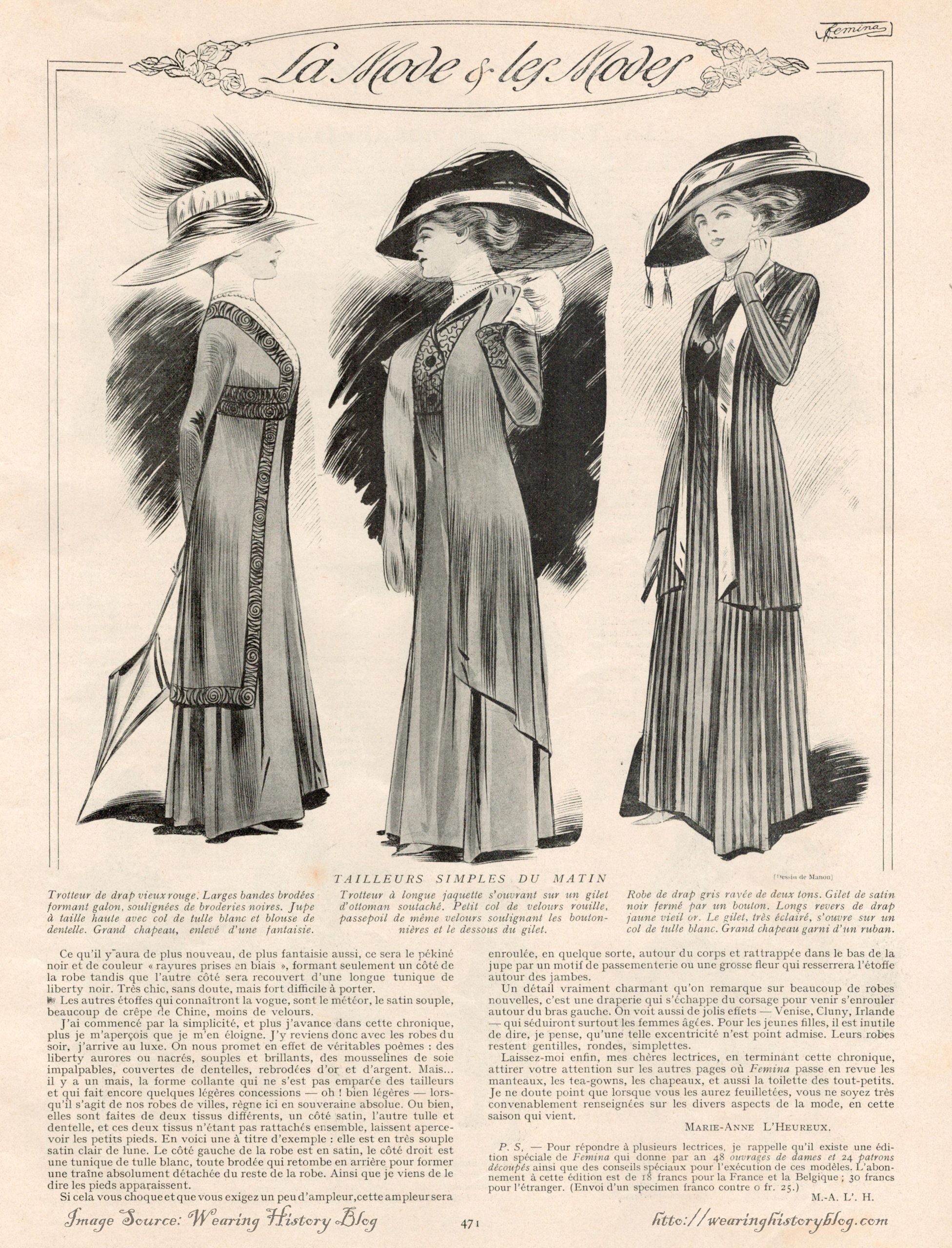French Fashions from October, 1908 – Wearing History® Blog